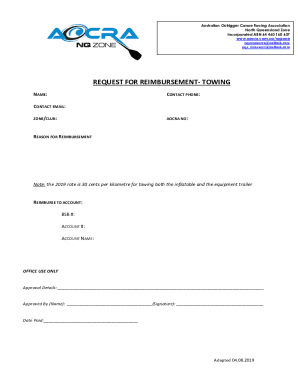 Fillable Online REQUEST FOR REIMBURSEMENT- TOWING - AOCRA Fax Email ...