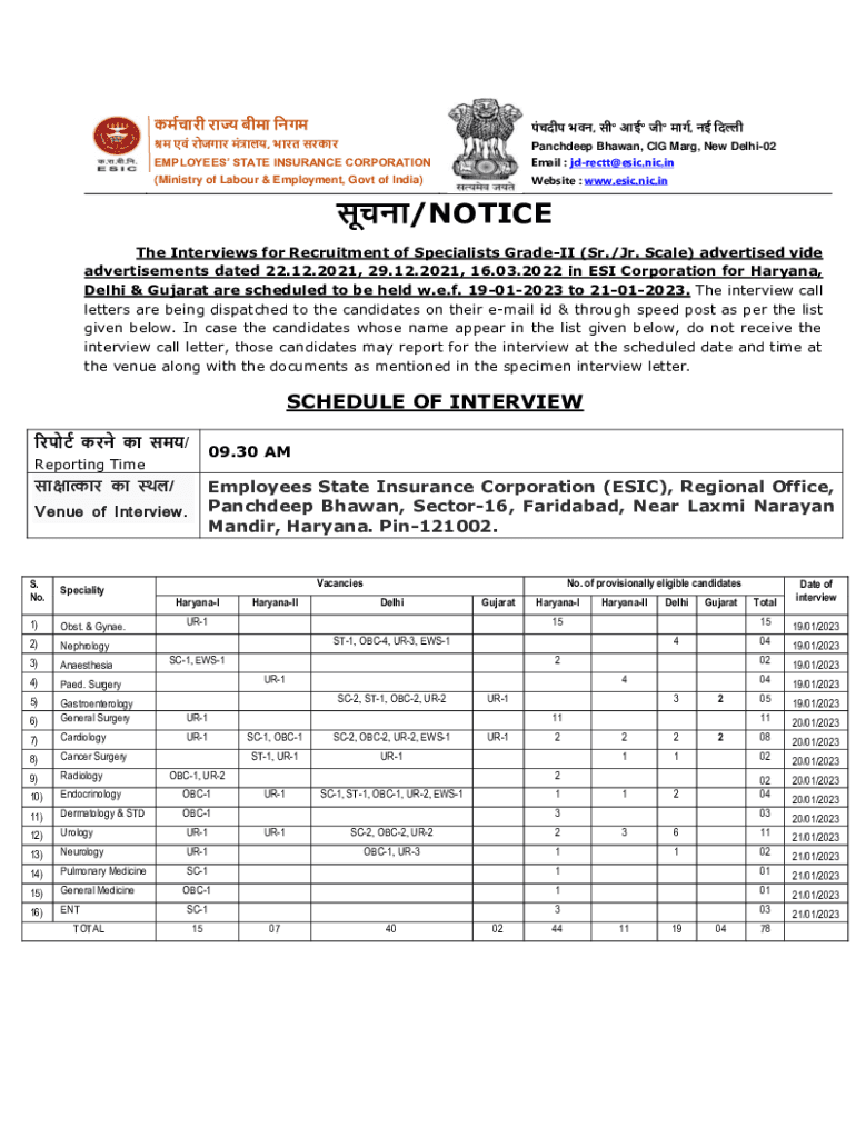 Fillable Online /NOTICE - ESIC Fax Email Print - pdfFiller