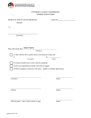 Fillable Online ATTORNEY CLIENT CONFERENCE VERIFICATION FORM This will ...