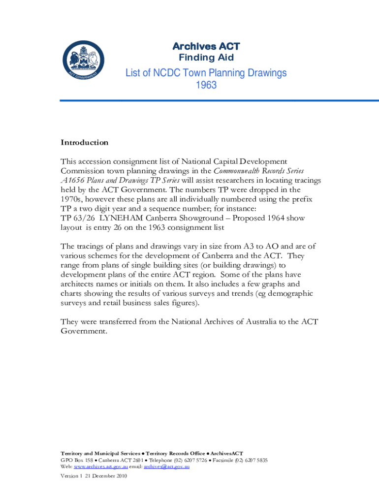 Fillable Online Series A1656 - List of NCDC Town Planning Drawings ...
