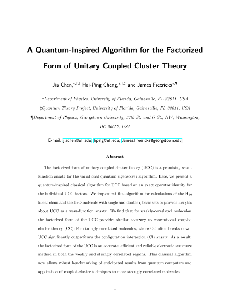 Fillable Online A Quantum-Inspired Algorithm for the Factorized Form of Unitary ... Fax Email ...