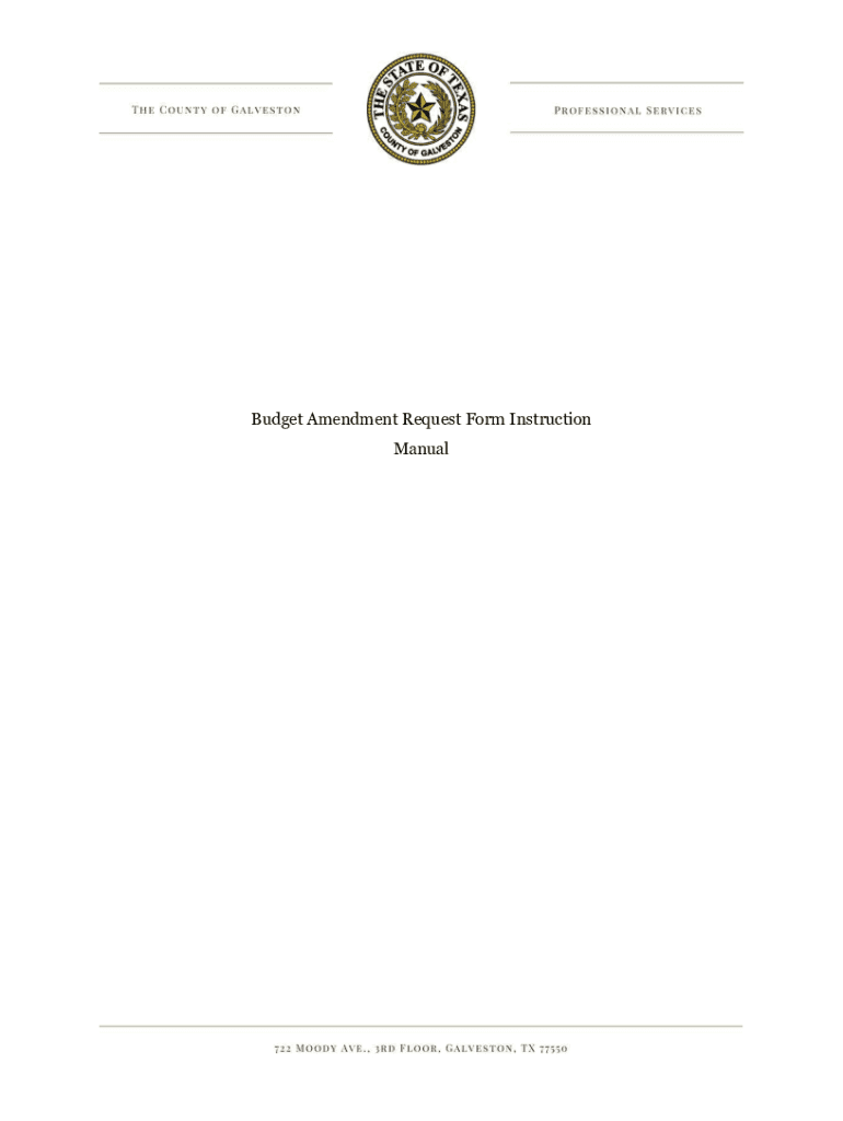 Fillable Online Budget Amendment Request Form Instruction Manual Fax ...