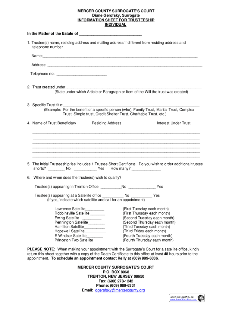 Fillable Online Information Sheet Trusteeship-IndividualPdf Fpdf Doc ...