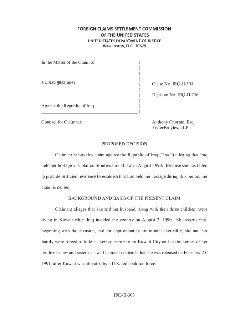 Fillable Online Fillable Online FOREIGN CLAIMS SETTLEMENT COMMISSION OF ... Fax Email Print ...