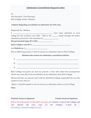 Admission Cancel Letter - Fill Online, Printable, Fillable, Blank ...
