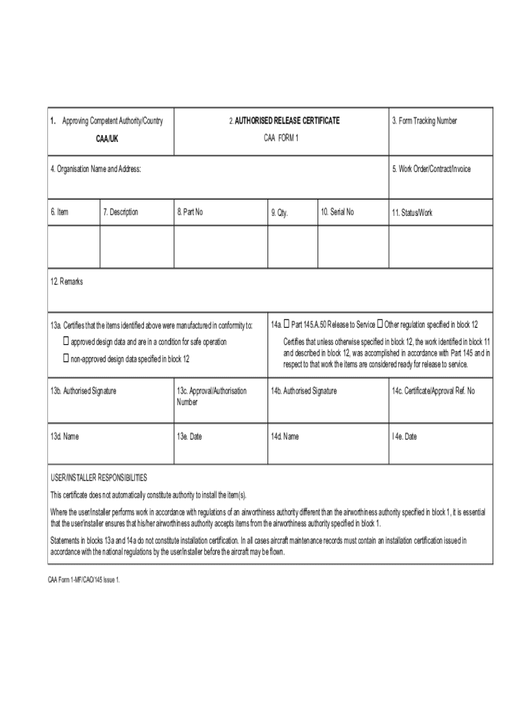 Fillable Online CAA Form 1-21 Fax Email Print - pdfFiller