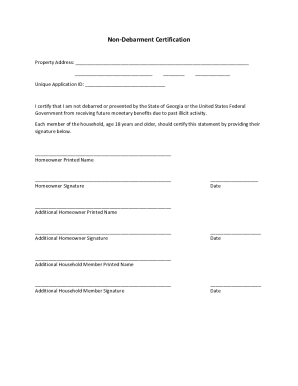 Fillable Online Non-Debarment Certificate DefinitionLaw Insider Fax ...