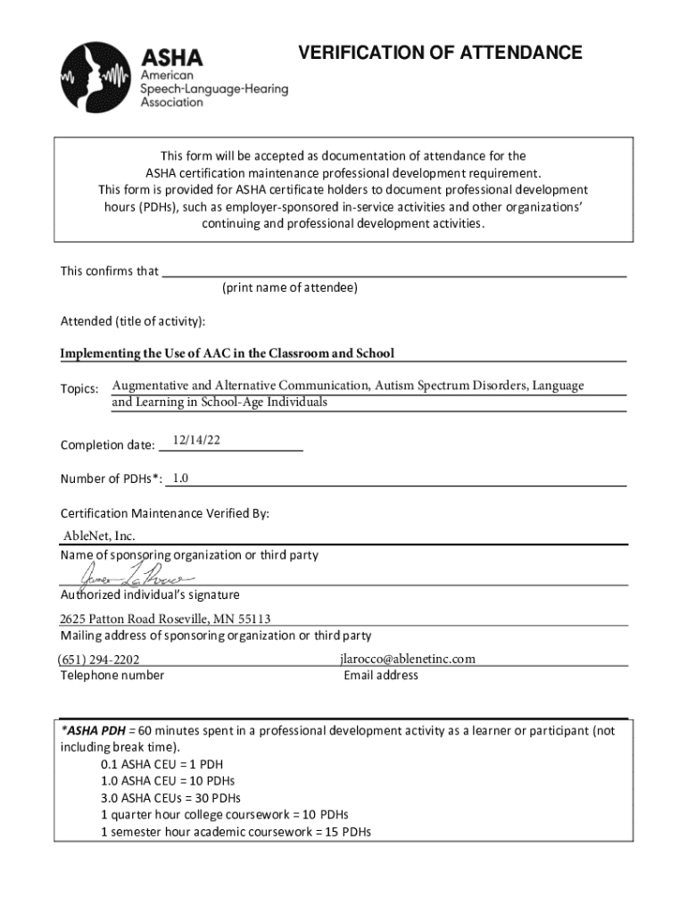 Fillable Online Verification of Attendance Form Fax Email Print - pdfFiller