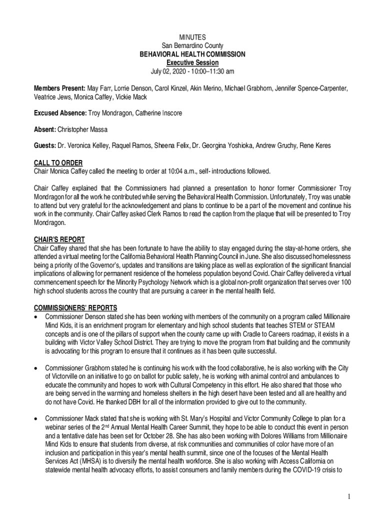 Fillable Online BEHAVIORAL HEALTH COMMISSION Fax Email Print - pdfFiller