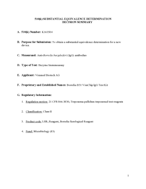 Fillable Online 510(k) Substantial Equivalence Determination Decision ...