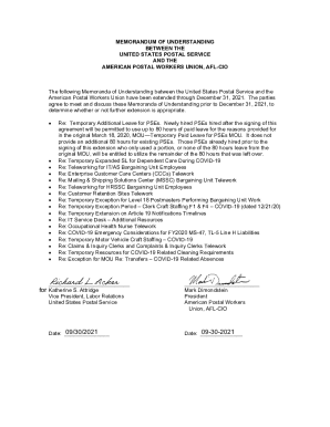 Fillable Online AGREEMENT - National Postal Mail Handlers Union Fax ...