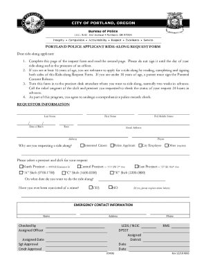 Fillable Online PORTLAND POLICE APPLICANT RIDE-ALONG REQUEST FORM ...