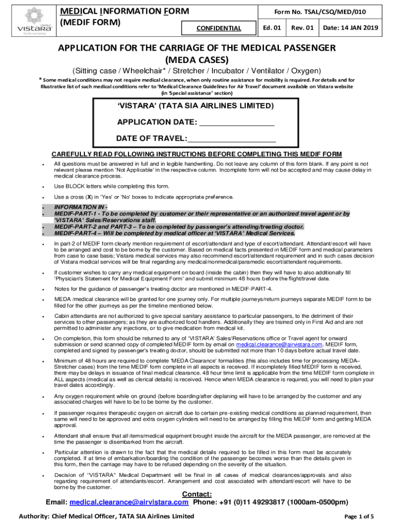 Fillable Online Cases Requiring a Medical Information Form (MEDIF) - ANA Fax Email Print - pdfFiller