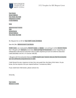 Fillable Online 3.T.2 Template for IEE Request Letter Fax Email Print ...