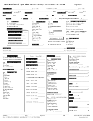 Fillable Online MLS (Residential) Input Sheet Fax Email Print - pdfFiller