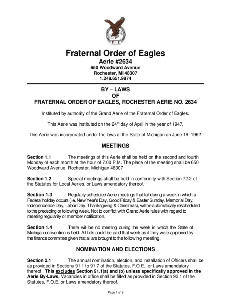Fillable Online Fraternal Order of Eagles, North Vancouver, Northwest ...