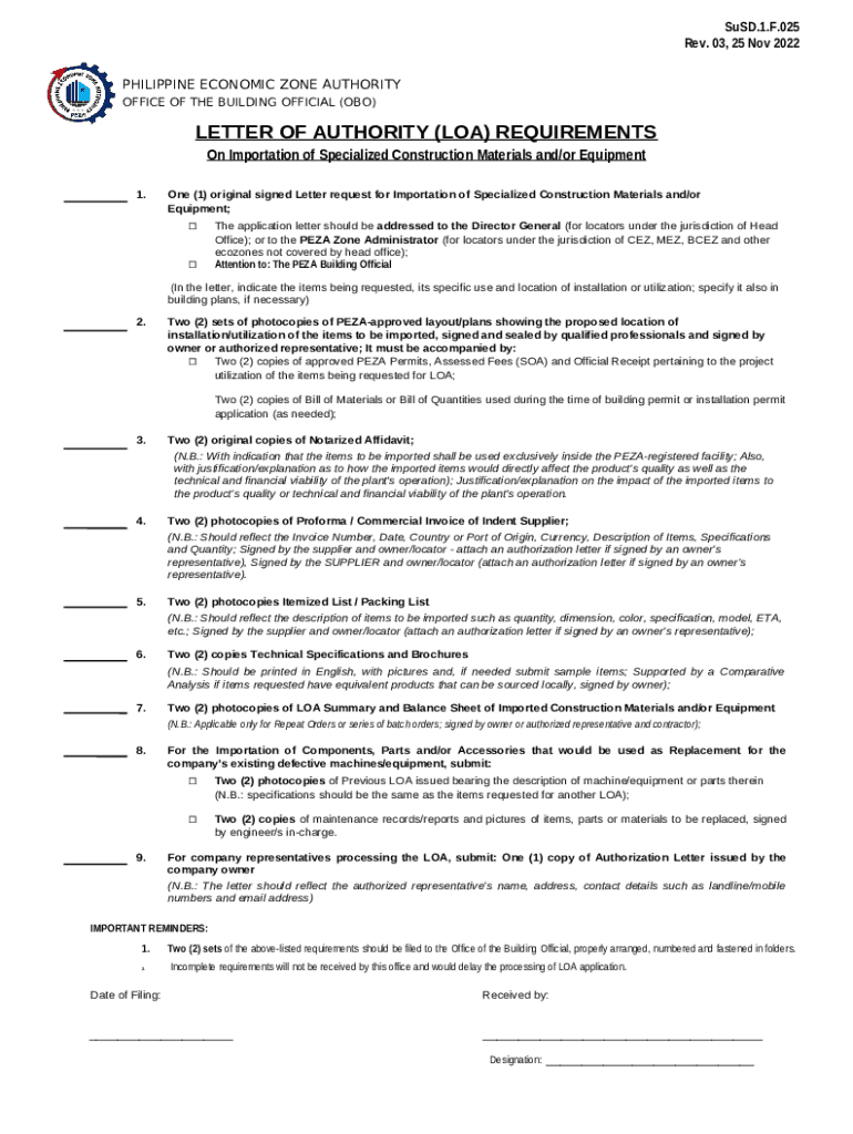 List of Requirements For the Importation of Specialized ... - PEZA Doc ...