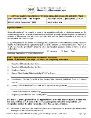 Fillable Online Leave of Absence from Merit System Request Form Fax ...