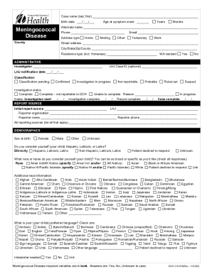 Fillable Online doh wa Reporting Form For Meningococcal Disease. Form ...