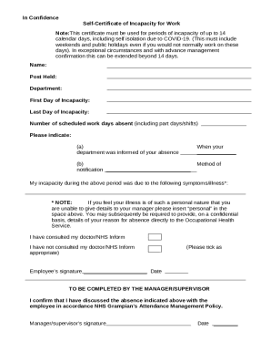 Self certificate. Communications Doc Template | pdfFiller