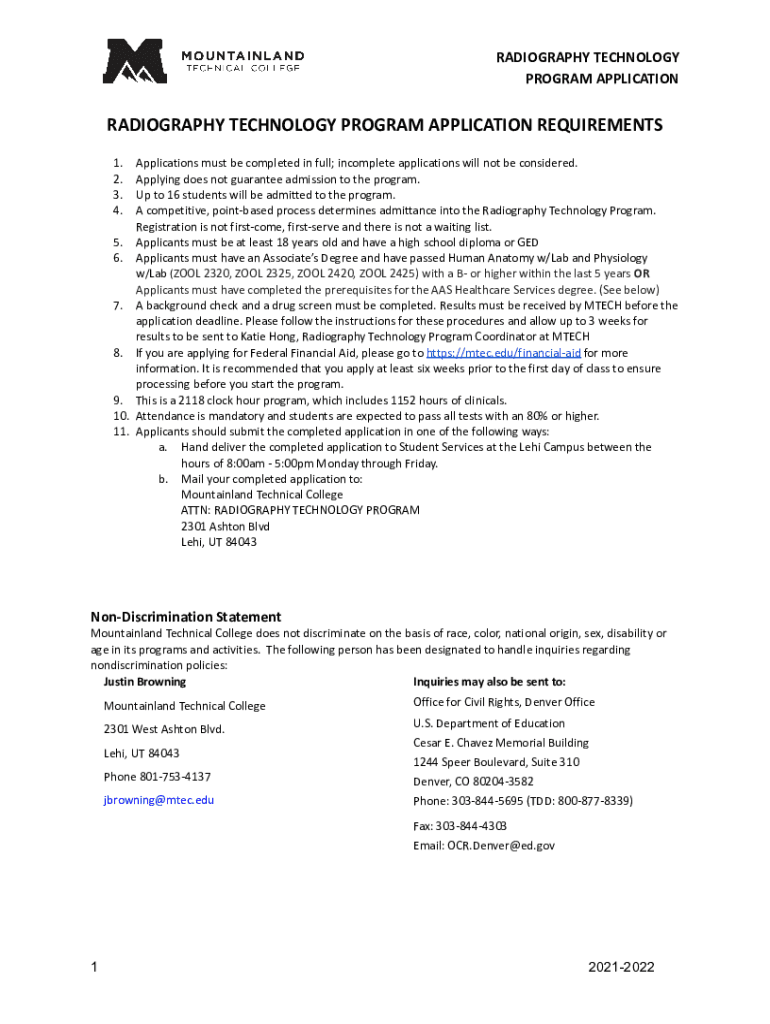 Fillable Online AAS Application Instructions :: Radiologic Technology ...