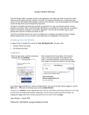 Fillable Online Tyler SIS Student 360 - Apps on Google Play Fax Email Print - pdfFiller