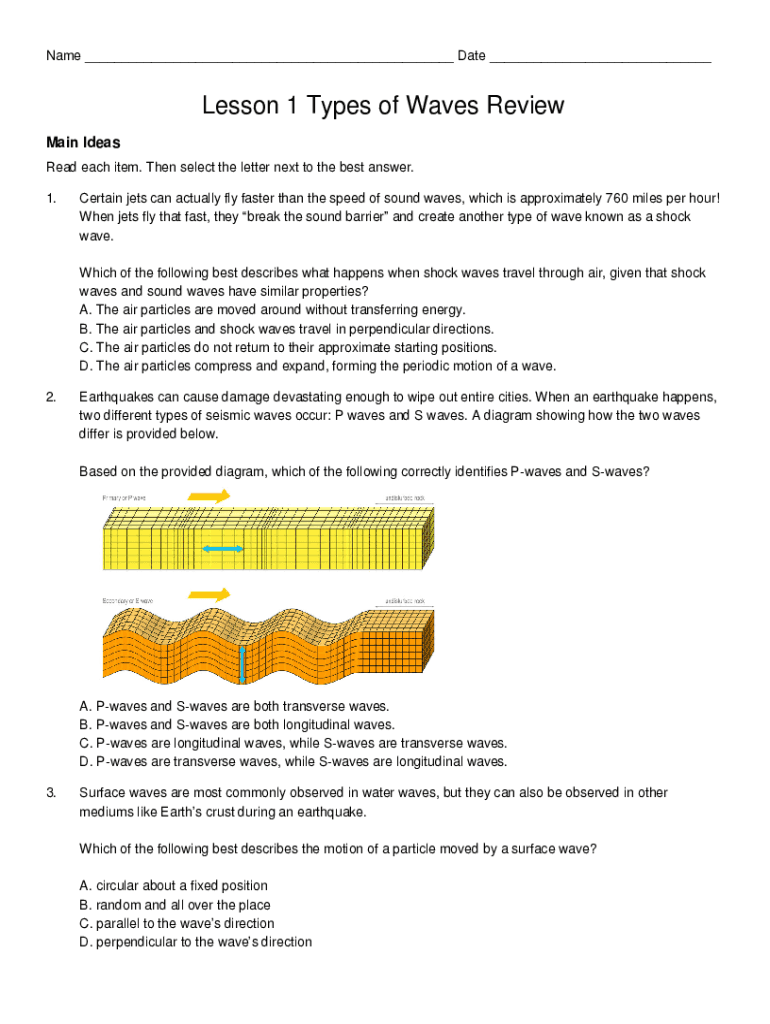 Fillable Online Waves Review - Answers #1 - The Physics Classroom Fax ...