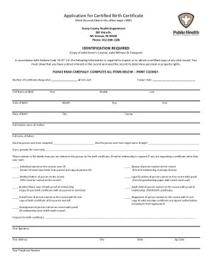 Fillable Online Application for Certified Birth Certificate Fax Email ...