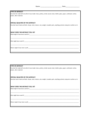 Fillable Online Artifact Sheet.docx Fax Email Print - pdfFiller