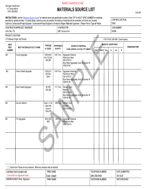 Fillable Online mdotwiki state mi Sample Aggregate MSL - Form 0501 ...