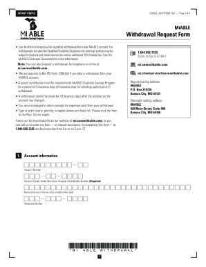 Fillable Online Withdrawal Form - ABLE for All Savings Plan Fax Email ...