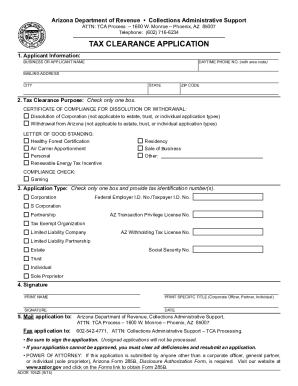 Fillable Online Tax Clearance Application and Certificate of Compliance ...