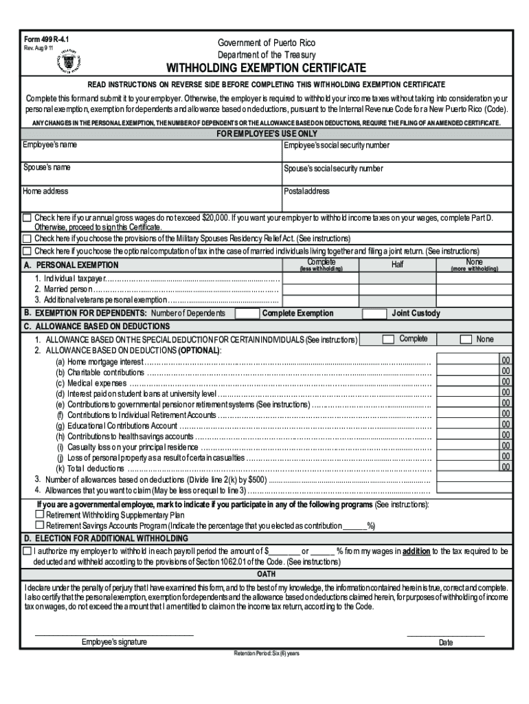 Fillable Online Withholding exemption certificate - Form 499 R-4 Fax ...