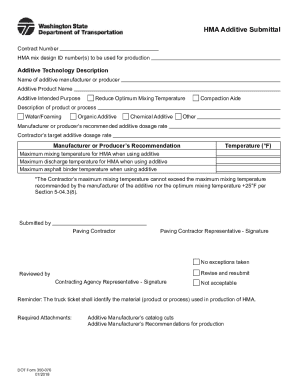 Fillable Online wsdot wa DOT Form 350-076 HMA Additive Submittal Fax ...