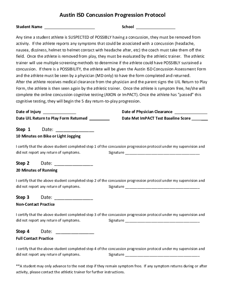 Fillable Online concussion acknowledgement form Fax Email Print - pdfFiller