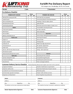 Fillable Online Forklift Pre-Delivery Report Fax Email Print - pdfFiller