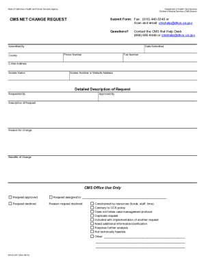 Fillable Online CMS NET CHANGE REQUEST Fax Email Print - pdfFiller