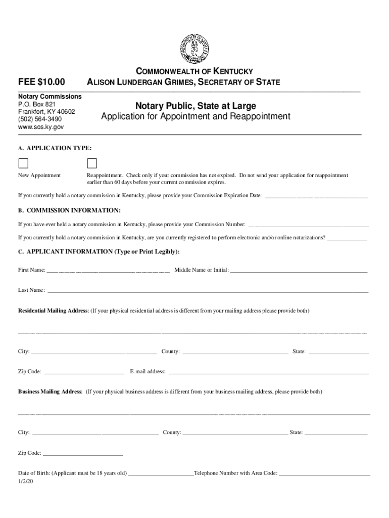 Fillable Online Fillable Online Notary Public State at Large Fax Email ...