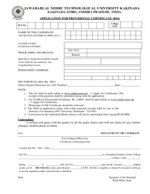 Fillable Online JNTUK Certificates Apply Online - PC, CMM, OD ...
