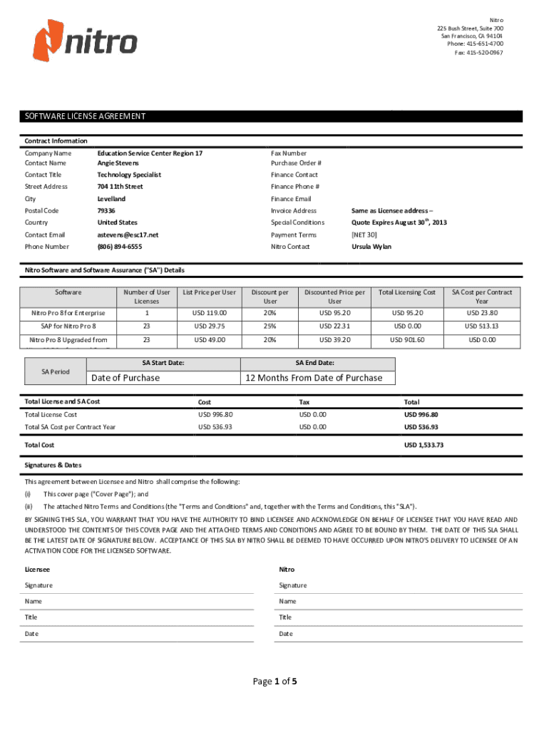 Fillable Online Terms of Service - Nitro PDF Fax Email Print - pdfFiller