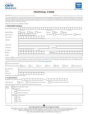 Fillable Online Common Proposal Form - Reliance Nippon Life Insurance ...