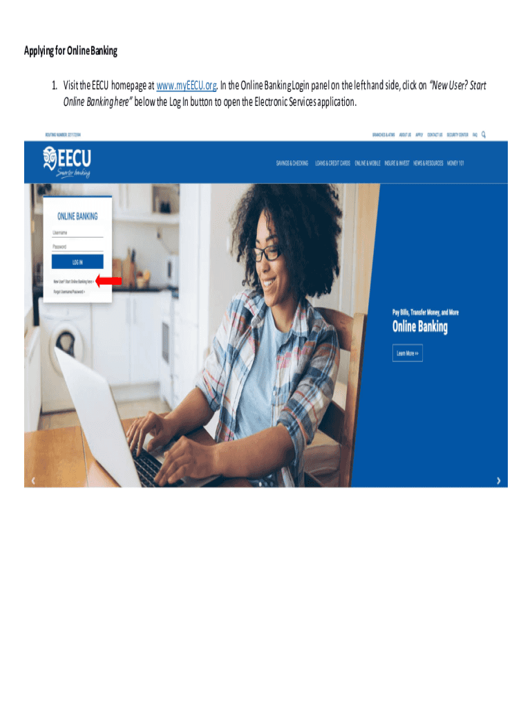 Fillable Online Applying for Online Banking 1. Visit the EECU homepage at ... Fax Email Print ...