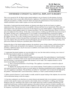Fillable Online CONSENT FORM: DENTAL IMPLANT(S) - PatientPop.com Fax ...