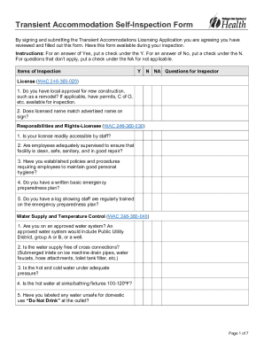 Fillable Online doh wa Transient Accommodation Self-Inspection Form Fax ...