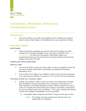Fillable Online Withdrawal and Refund Policy - St. Clair College Fax ...