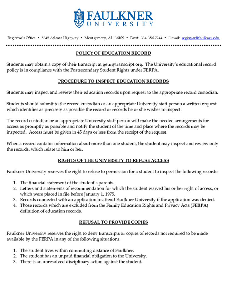 Fillable Online change of information form - Faulkner University Fax Email Print - pdfFiller