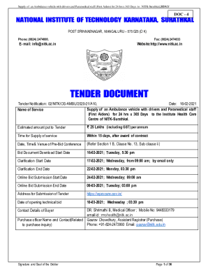 Fillable Online Supply of an Ambulance vehicle with drivers and ...