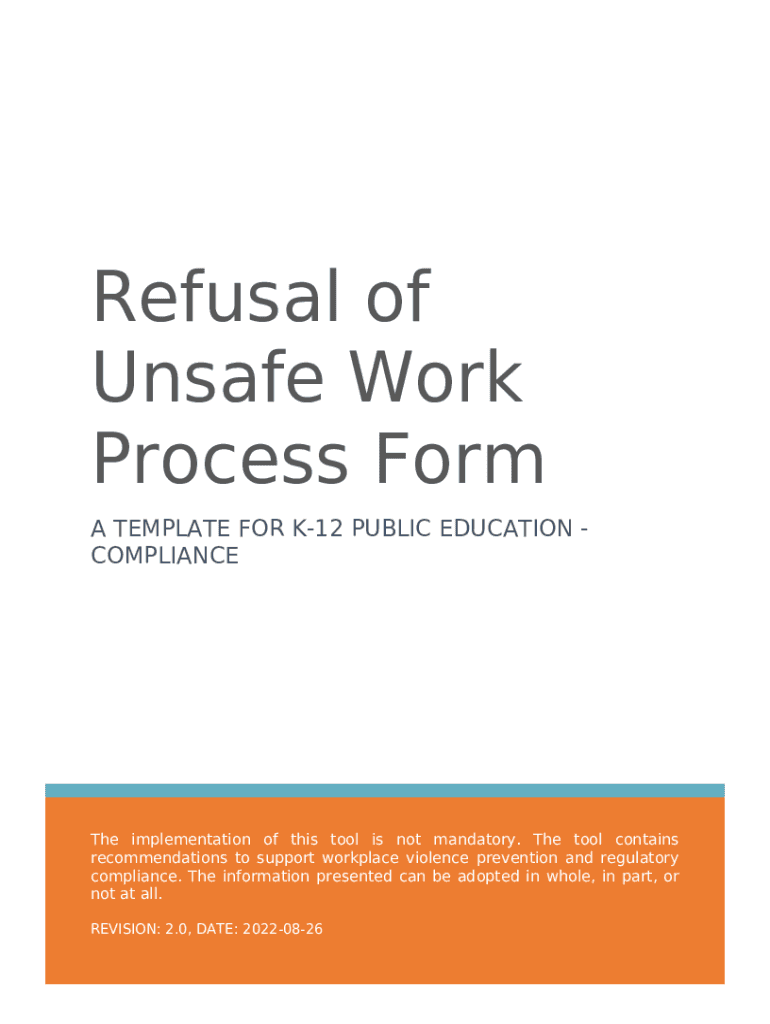Refusal of Unsafe Work Process . A template for K-12 public education ...