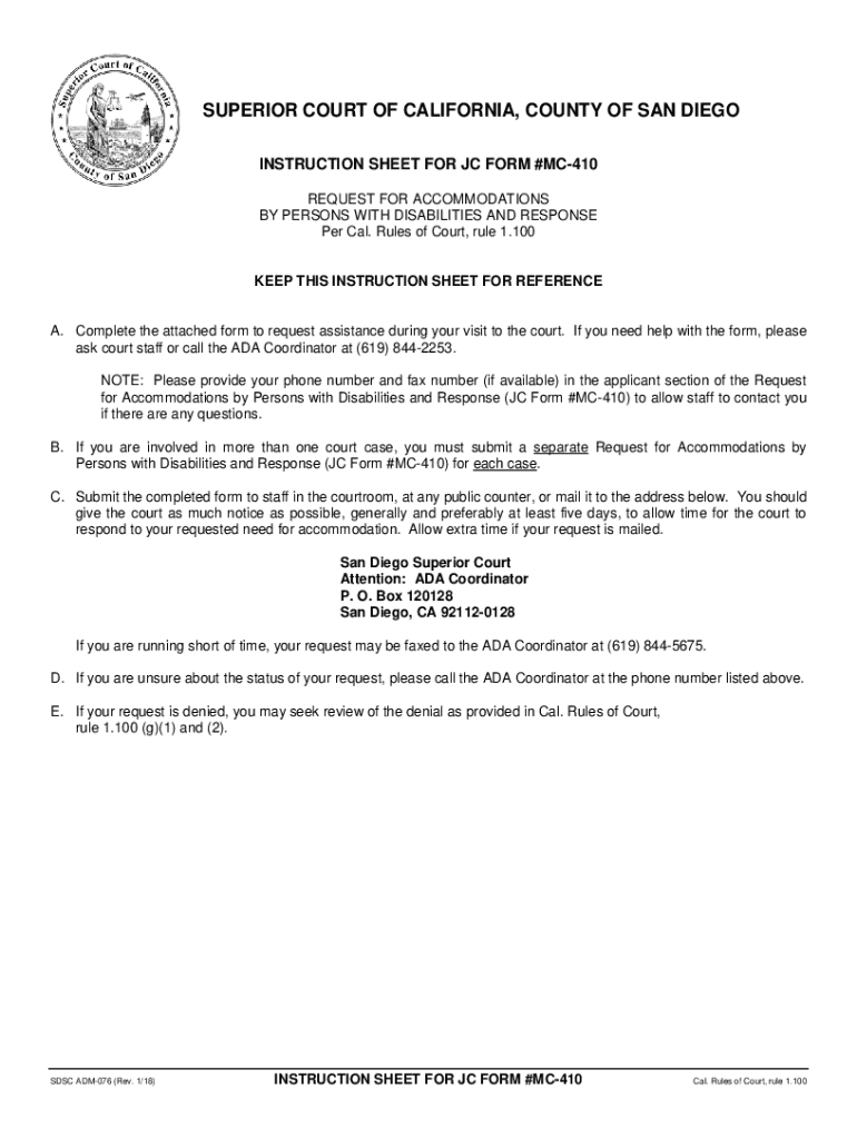Fillable Online ADM-076 Instruction Sheet for JC Form #MC-410 ...