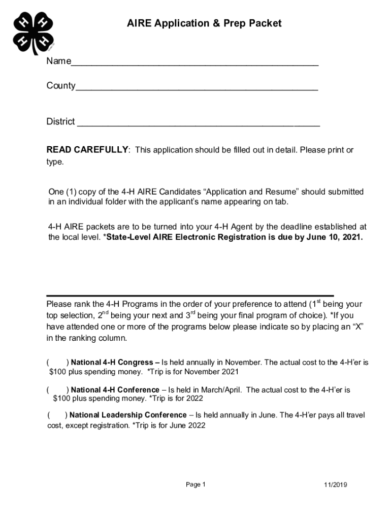 Fillable Online nc4h ces ncsu AIRE Application Forms - aire-brokers.org ...